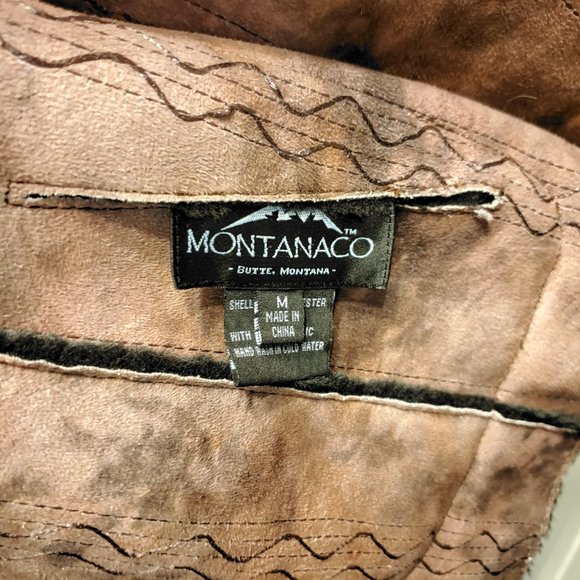 Montanaco | Jackets & Coats | Womens Suede Faux Fur Button Up Coat ...